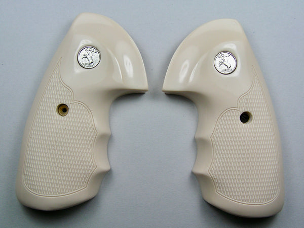 Colt Python Checkered with Finger Groves Simulated Ivory Grips