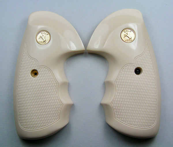 Colt Python Checkered with Finger Groves Simulated Ivory Grips