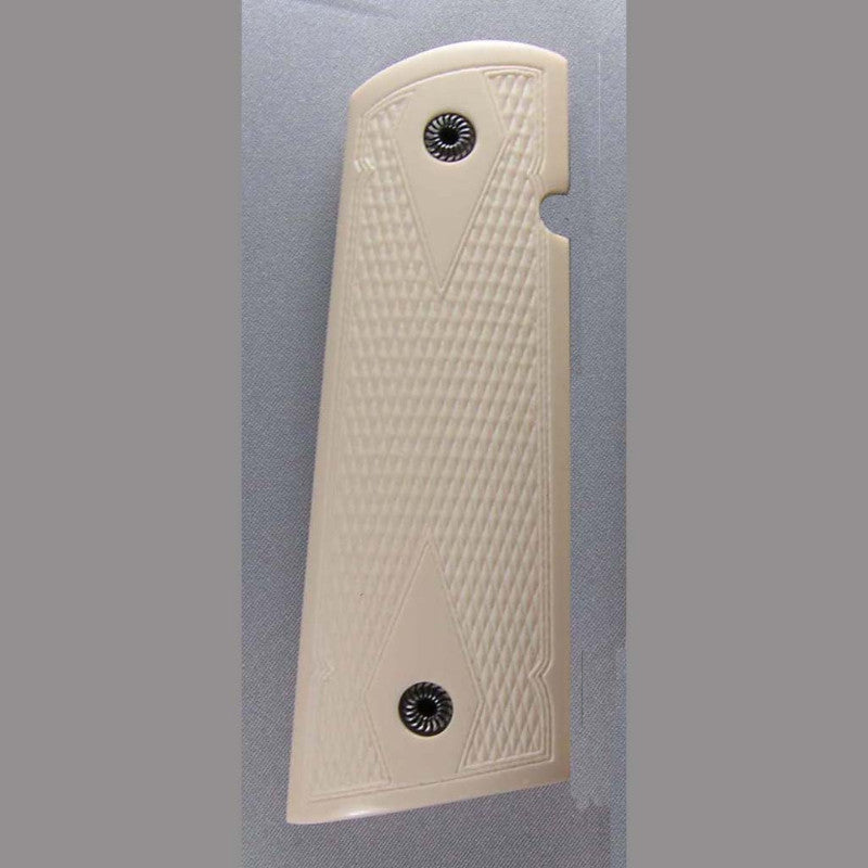 1911 Simulated Ivory Magwell Double Diamond w/Border Pistol Grips
